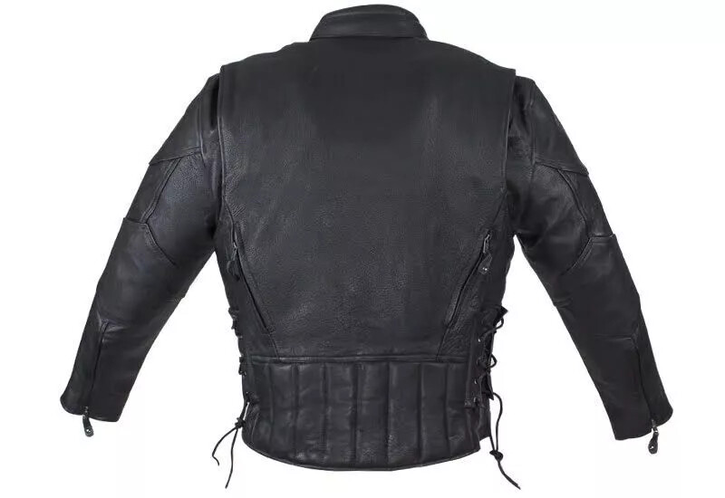 Leather Black Men's Vented Motorcycle Racer Jacket W/ Zip out Lining ...