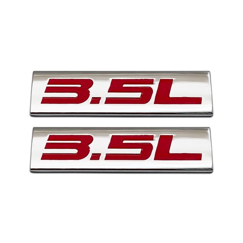 2x Silver & Red 3.5L Fender Trunk Logo Metal V6 V8 Engine Emblem 3D ...
