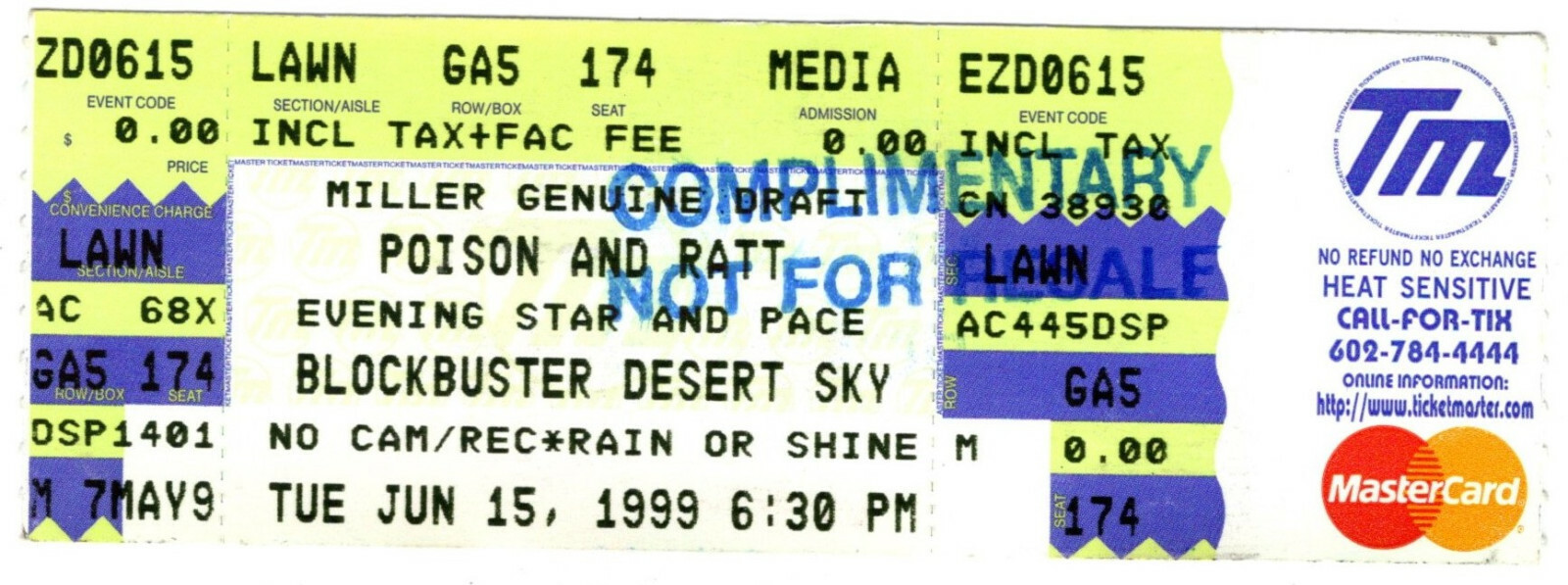 1999 RATT & POISON concert ticket Desert Sky Pavilion 6/15/99 | eBay