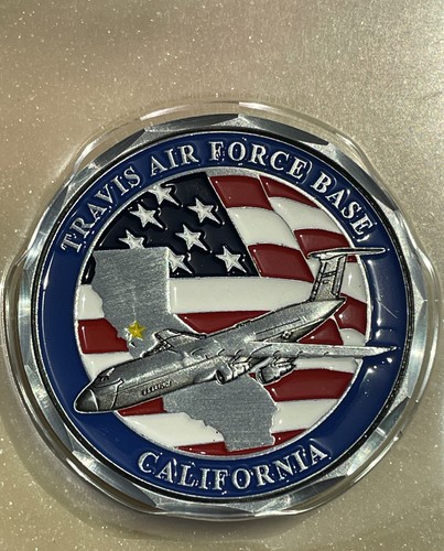 Coin - Travis AFB California- Color Challenge Coin- W/ Protection Cover ...