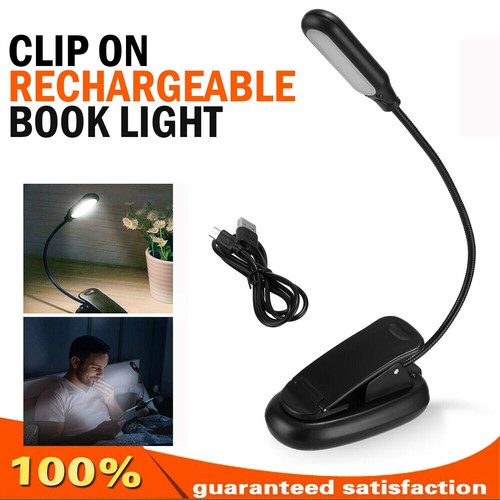 USB Rechargeable Small LED Reading Book Light W/ Flexible Clip Desk ...