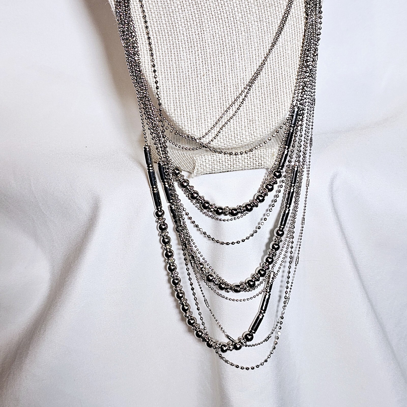 Catherines Silver Tone Multi Beaded Tiered Lobster Claw Closure ...