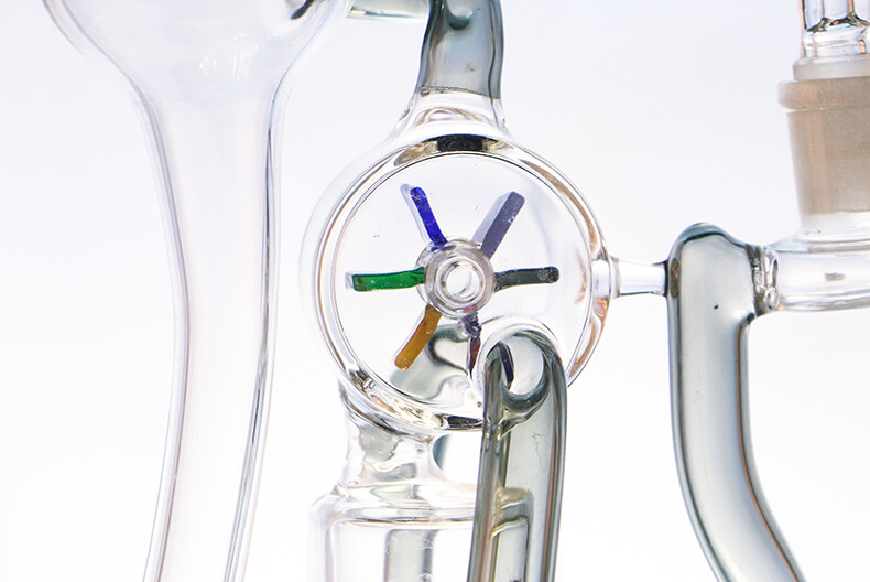 9" Pyrex Glass Bong Recycler Rotating Windmill Water Filter Hookah Pipe ...