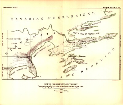 1894 USGS Antique Map-Pigeon Point-Vicinity Minnesota-Lake Superior ...