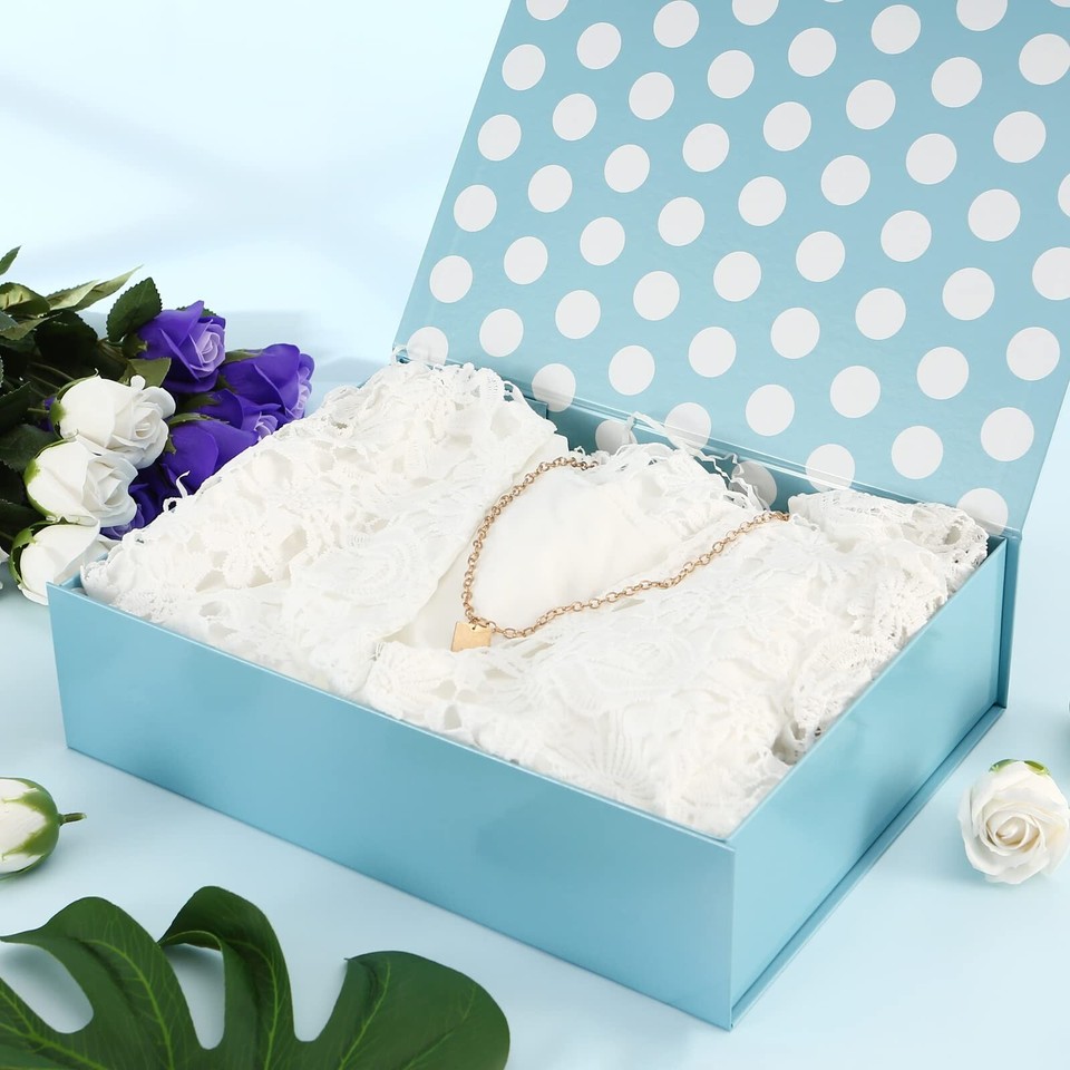 Gift Box 13x9.7x3.4 Inches, Large Baby Blue Gift Box with Lid for ...