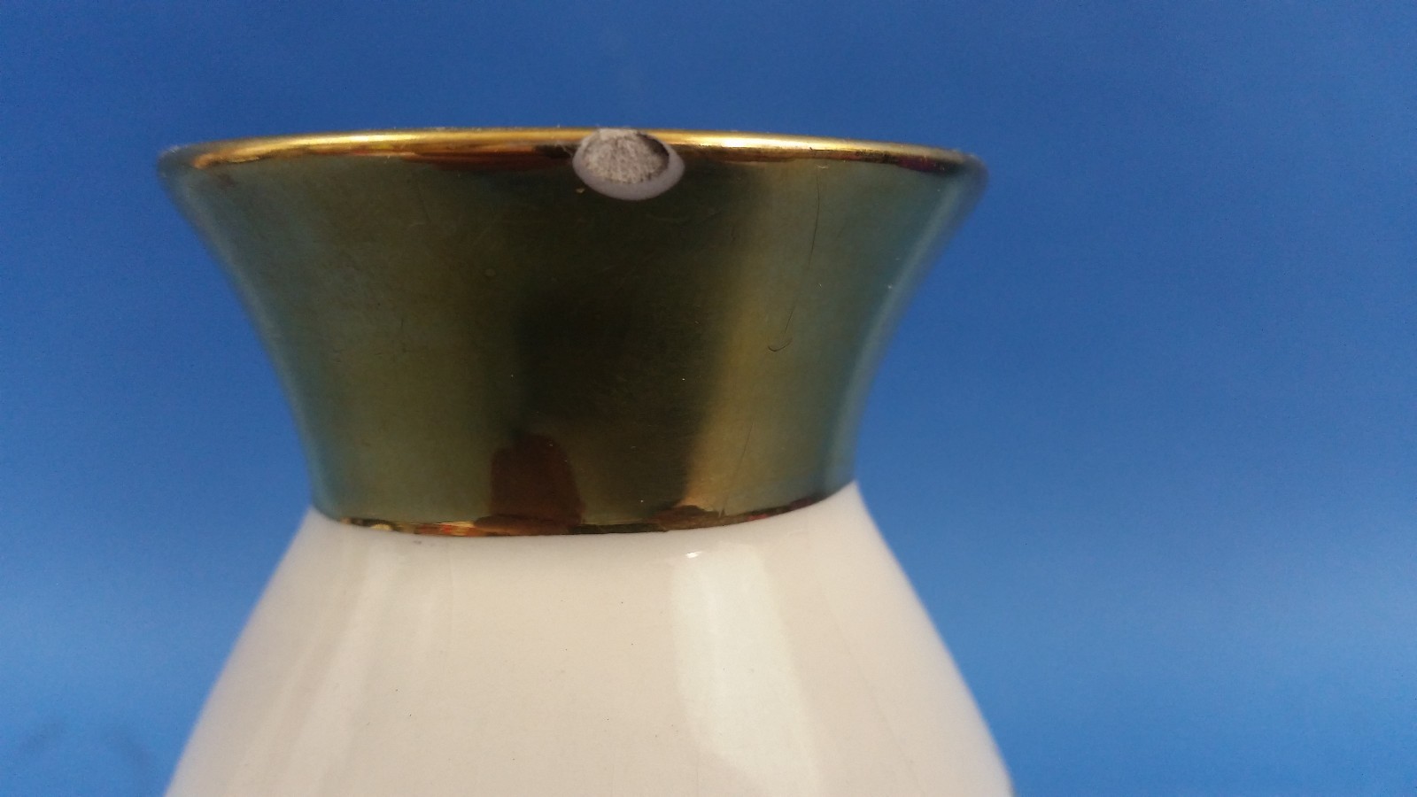 Vintage Small Prinknash Floral Pottery Posy Vase Gold / White / Blue ...