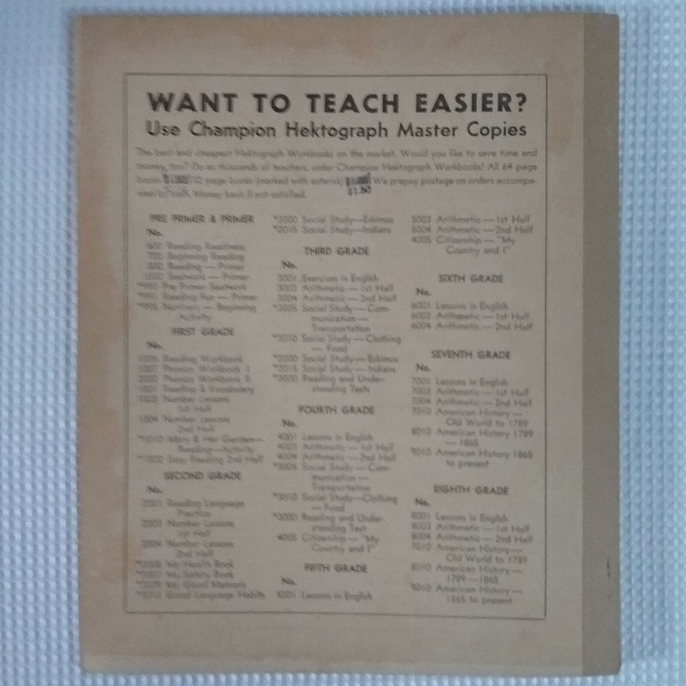 Vintage 1944 School Book - Champion Workbook English Grade 3 | eBay