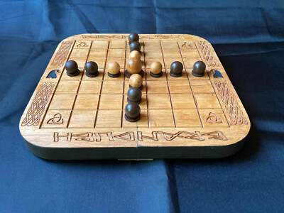 Brandubh (Irish version of Hnefatafl) hardwood gameboard with wooden ...