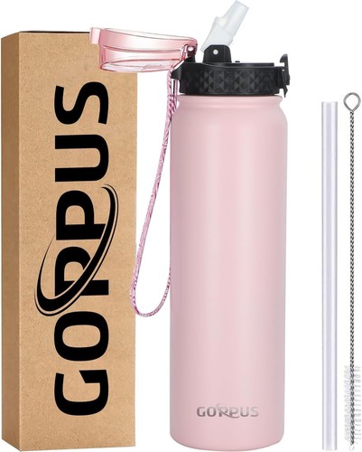 32 Oz Sports Water Bottle 1 Liter Double Wall Insulated Stainless Steel ...