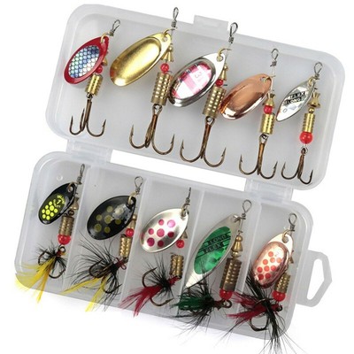 NC 10Pcs Spinner Bait Set Multi Colored Fishing Spinners Lures Baits ...
