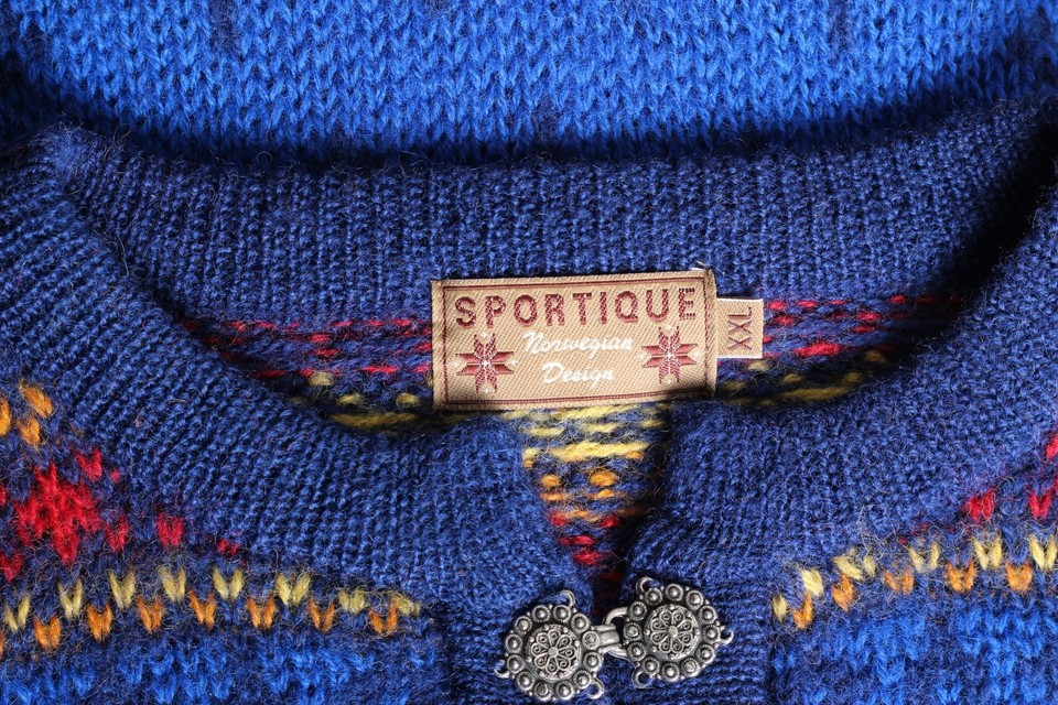 SPORTIQUE Norway Nordic Fair Isle Chunky Wool Jumper Sweater Men Size ...