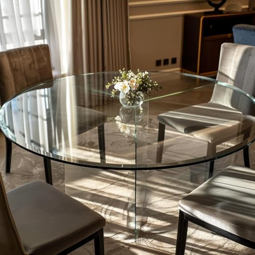 48" Inch Round Glass Table Top 1/3" Thick Tempered Beveled Edge for ...