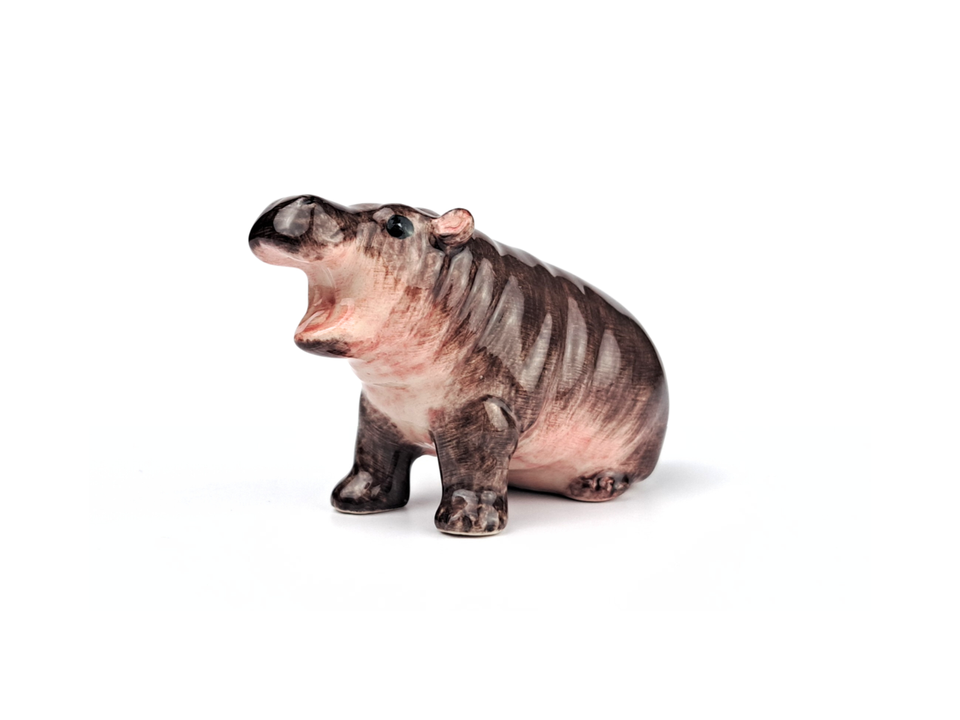 Pygmy Hippo Moo Deng - Ceramic Hippo Figurine, Cute Hippo Gift, Pygmy ...