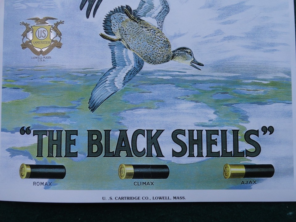U.S. Ammunition Advertising Poster The Black Shells Shotgun Shells ...