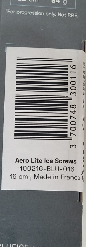 Blue Ice Aero Lite Ice Screw 16cm 72g | eBay