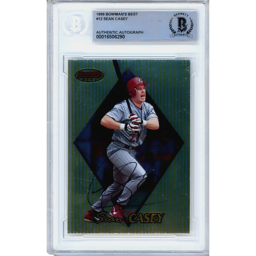 1999 Bowmans Best #12 Sean Casey Signed Card AUTO Beckett Slab ...
