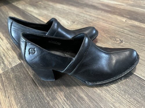 Born Women's 8 Black Kinney Heeled Slip on Bootie Shoes Clog | eBay