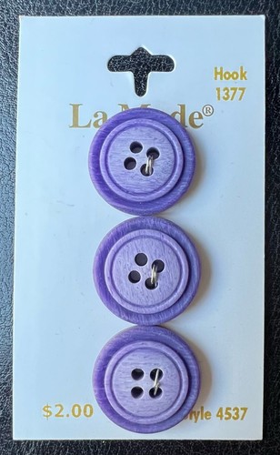 #634 Vintage 3 PURPLE BUTTONS 4 Hole 3/4" 19mm by La Mode Made in Italy ...
