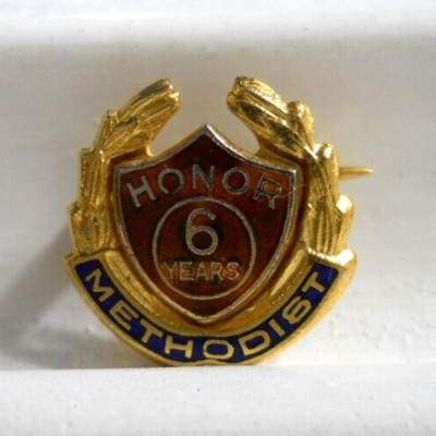 Methodist Service Honor Award Pin 6 Year Member Lapel Red Gold Safety ...