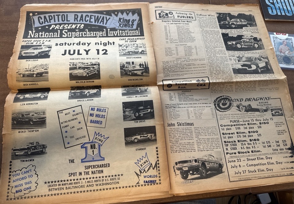 Drag Times June 27 1969 NHRA Spring Nationals Vintage Drag Racing ...