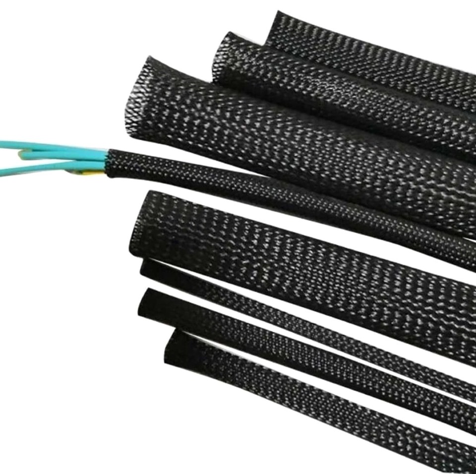 Braided Cable Sleeving Expandable Harness Black Sheathing Wire Sleeve ...