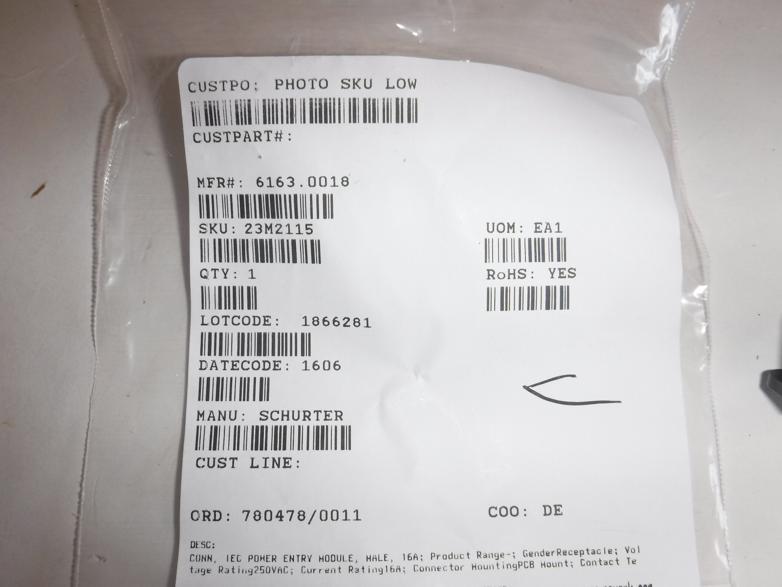 SCHURTER 6163.0018 CONN IEC POWER ENTRY MODULE MALE 16A (T) | eBay