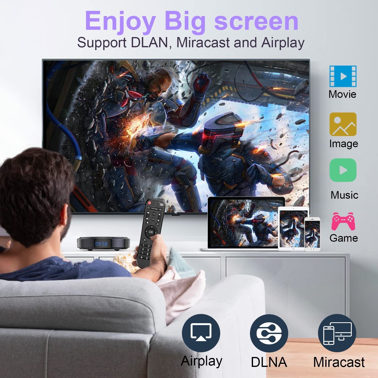 Android TV Box 12.0 2GB 16GB WiFi6 2.4G 5.8G 8K TV Box H618 Chipset ...