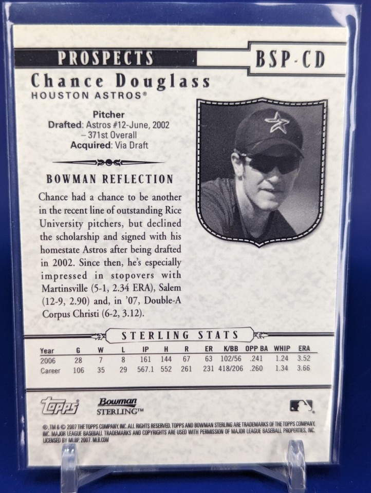 Chance Douglass Prospect 2007 Bowman Sterling Houston Astros #BSP-CD | eBay