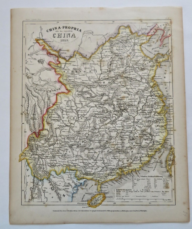China Qing Empire Anam Tibet Mongolia Formosa East Asia c. 1850 Meyer ...