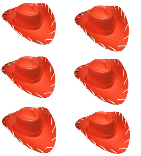 6 x Childrens Kids RED Cowboy Hats Toy Story Jessie Fancy Dress Costume ...