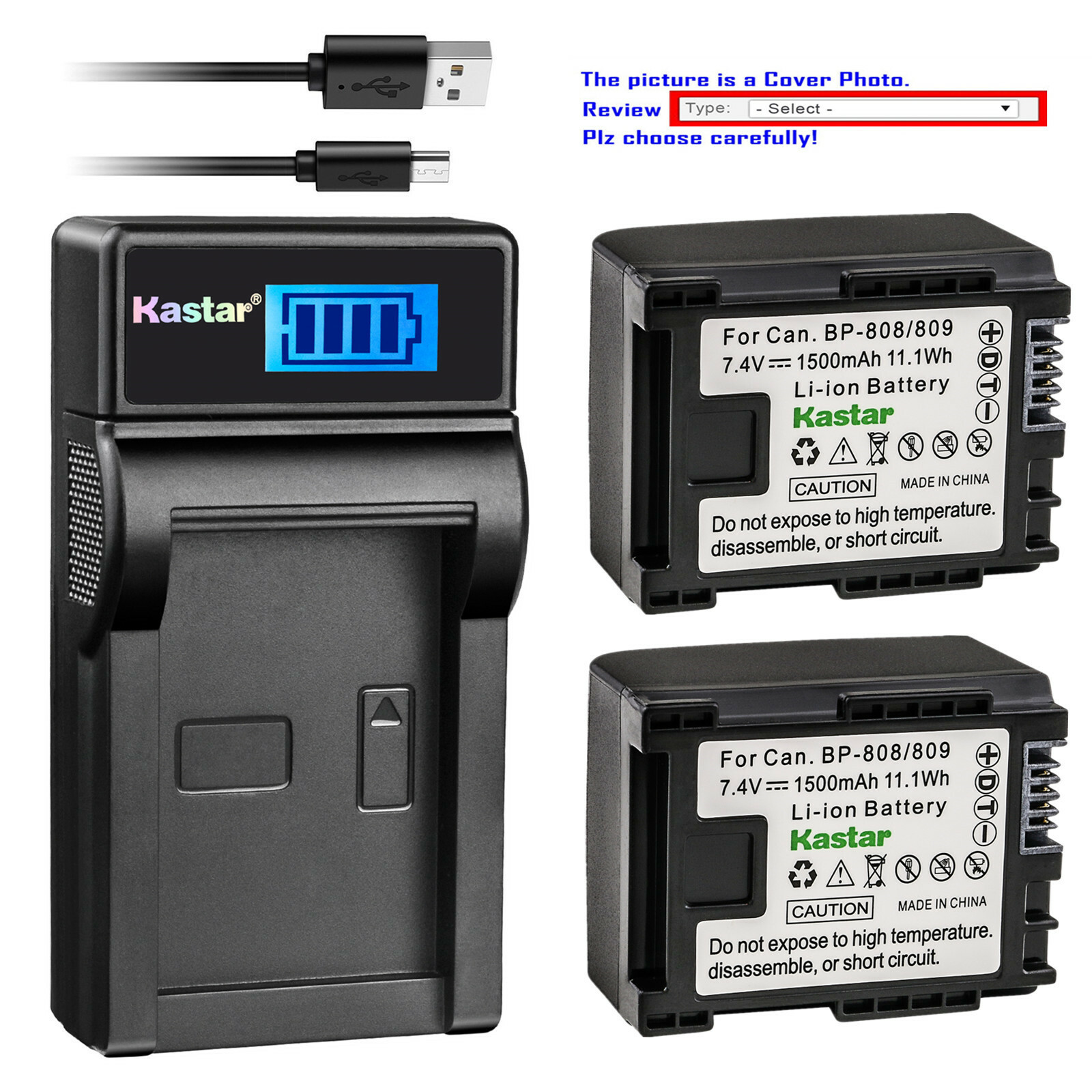 Kastar Battery LCD USB Charger for Canon BP-809 & Canon VIXIA HF M301 ...