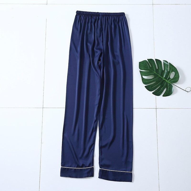Men Satin Pants Loose Long Silk Pajamas Trousers Bottoms Summer ...
