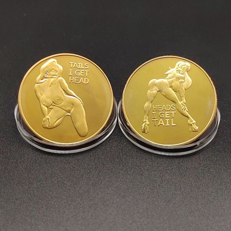 6PCS Good Luck Heads Tails Gold Token Challenge Coins Sexy Girl Gift For Man | eBay