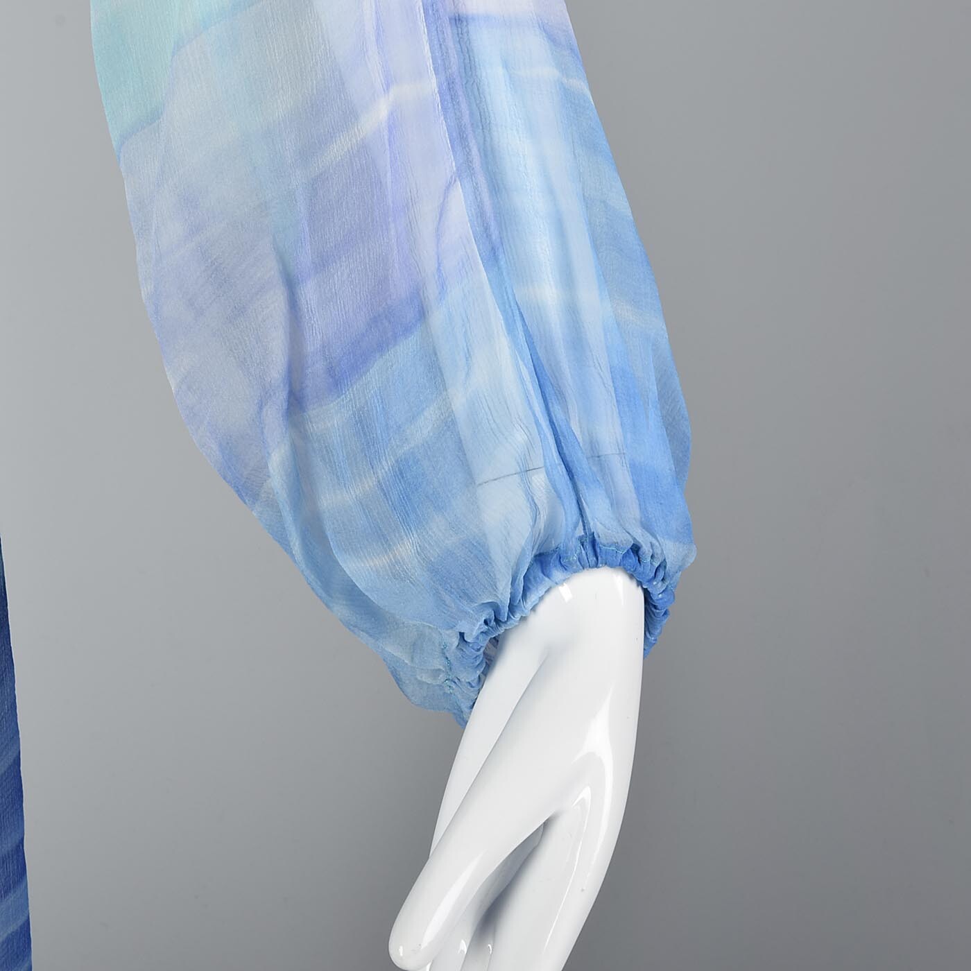 S Travilla Flowy Silk Maxi Dress Formal Evening Gown Blue Full Length ...