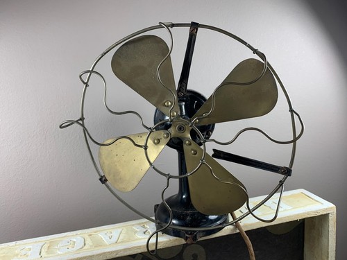 Antique heavy fan - old electric table fan - brass blades - country ...