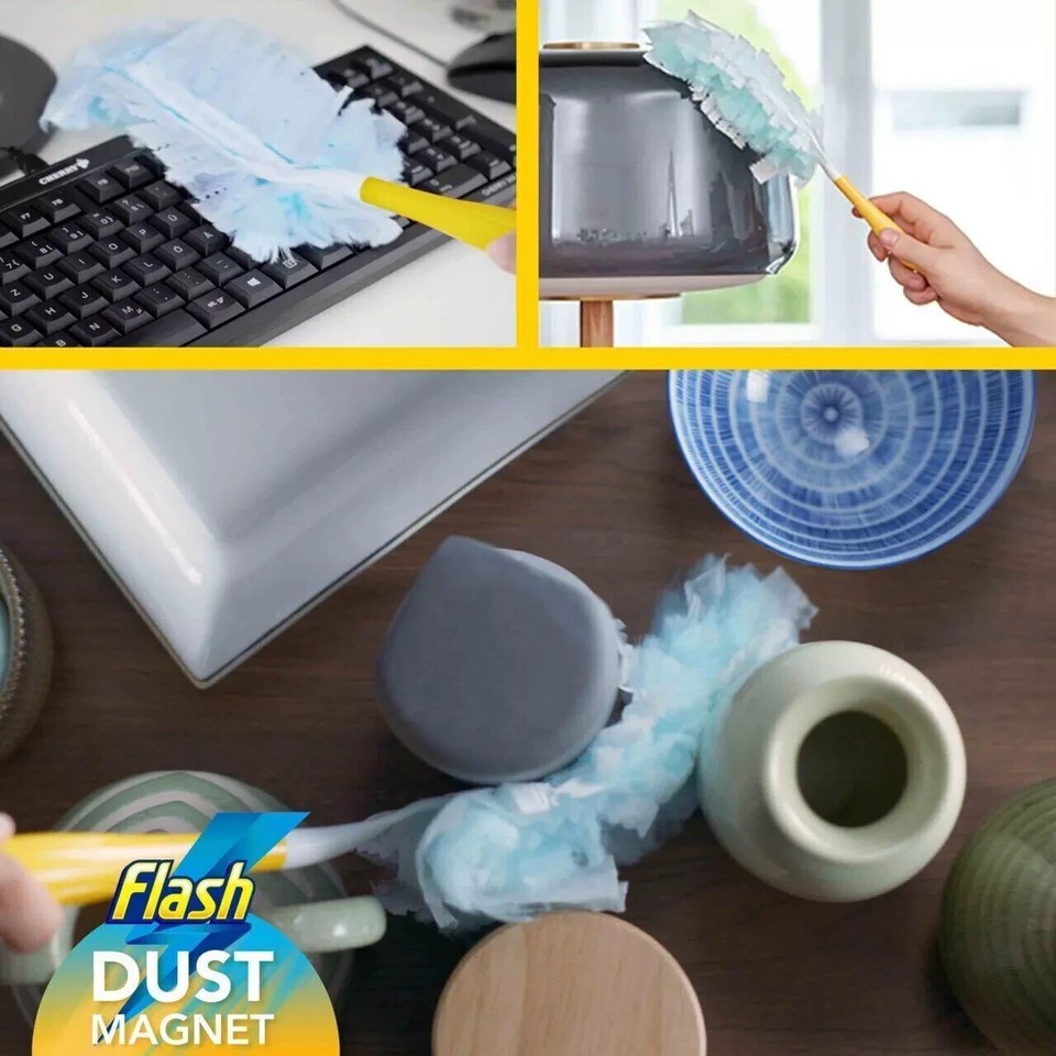 FLASH Dust Magnet Duster STARTER KIT 1 HANDLE & 4 REFILLS - Fast ...