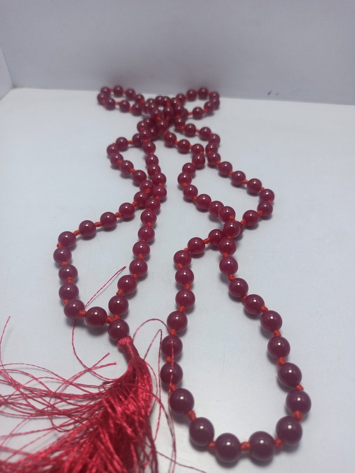 Natural Ruby Hinduism Prayer Beads Guru Japa Mala Meditation 108+1 ...