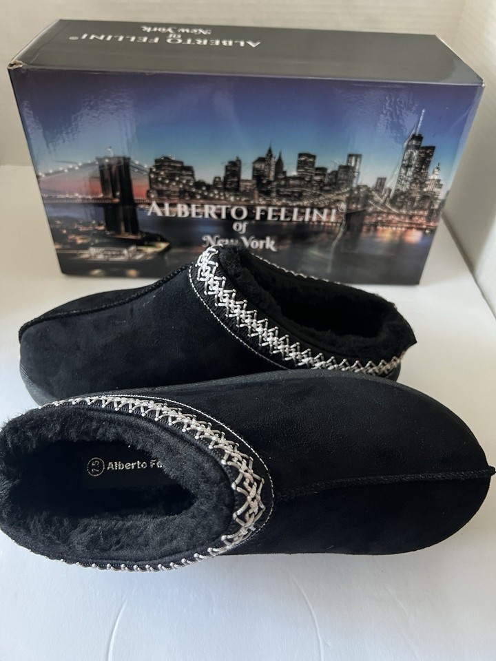 NEW Alberto Fellini UGG Design Slippers Men's/Women's Black Slip On ...