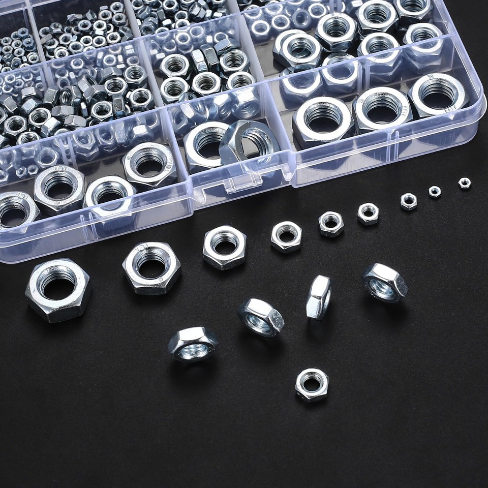 430 Pcs Hex Nuts Assortment Set, Self Locking Nuts Set, Lock Nuts ...