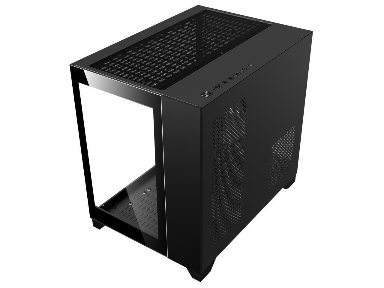 DIYPC ARGB-Q3.v2-BK Black USB3.0 Tempered Glass Micro ATX Gaming ...