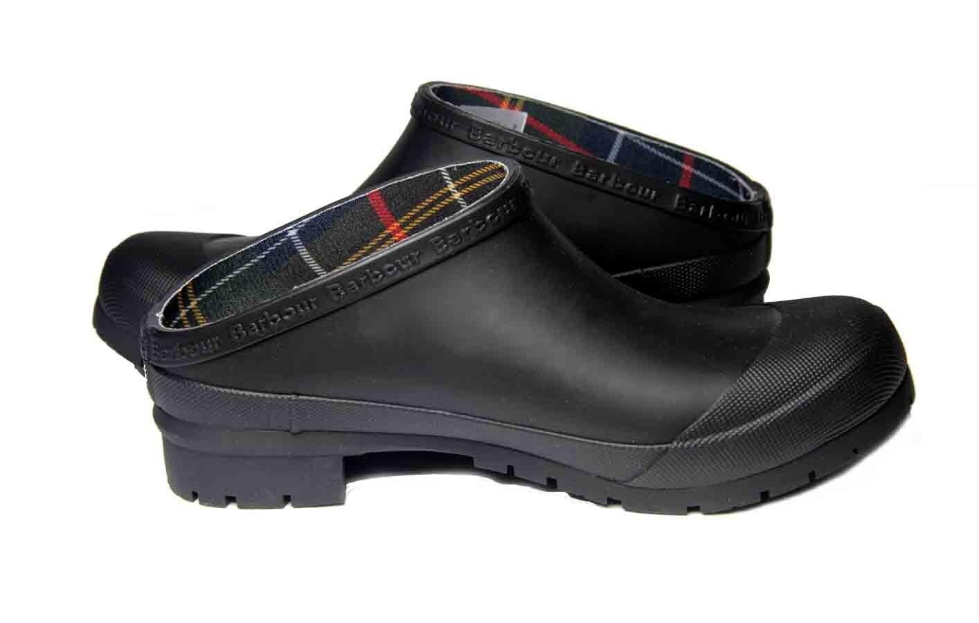 Barbour Quinn Clogs Welly Shoes Black Tartan Plaid Lining Men's USA 8 ...