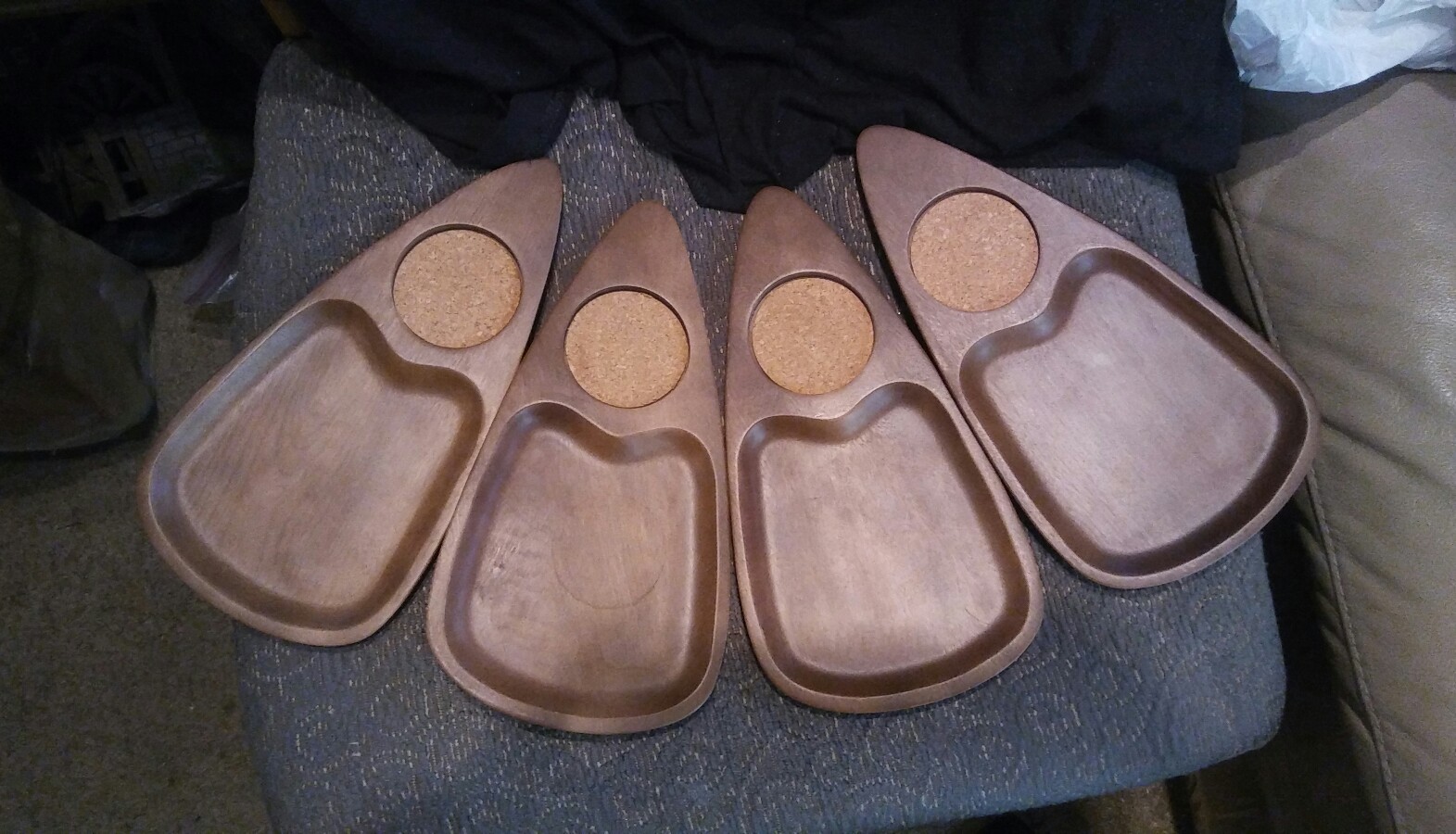 SET OF 4 JAPANESE SERE WOOD SNACK TRAYS | eBay