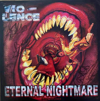VIO-LENCE *HAND SIGNED* 12x12 photo - AUTOGRAPHED ~ Eternal Nightmare ...