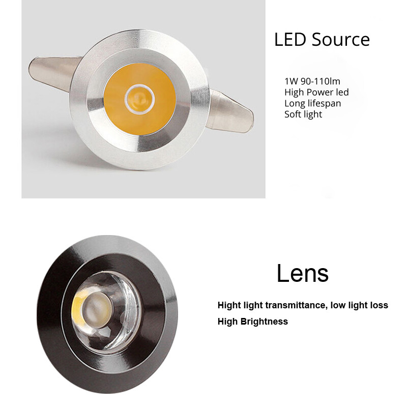 Mini 1W Recessed LED Ceiling Downlight Cabinet Spot Light Lamp 110V ...