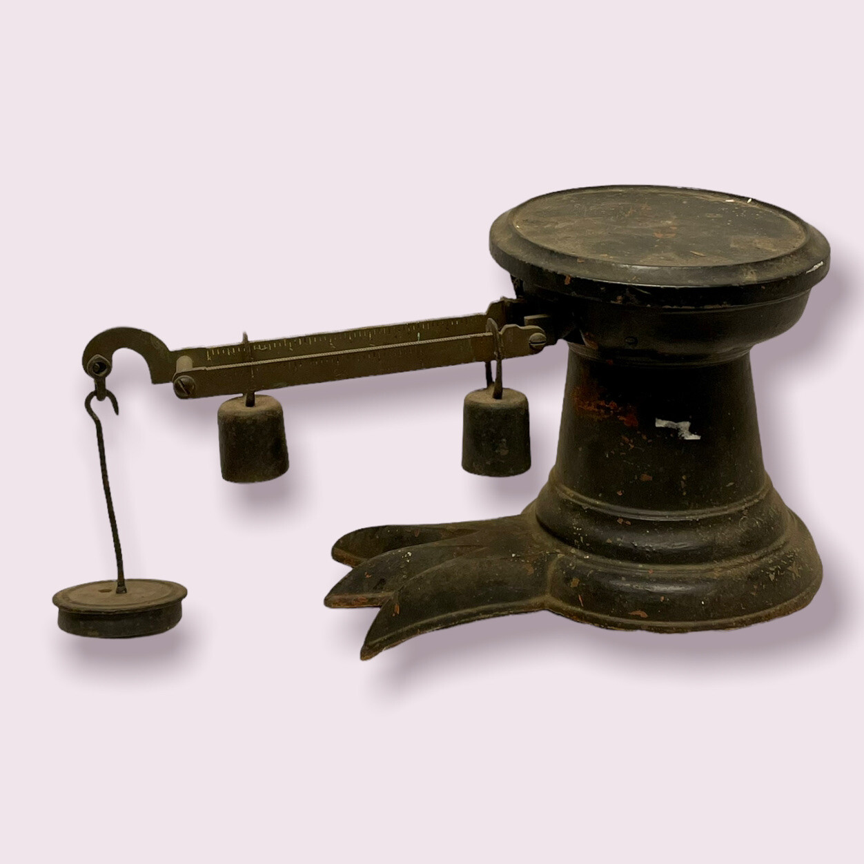 ANTIQUE Heavy HOWE CAST IRON 3 TOE CROWS FOOT scale balance beam weight ...