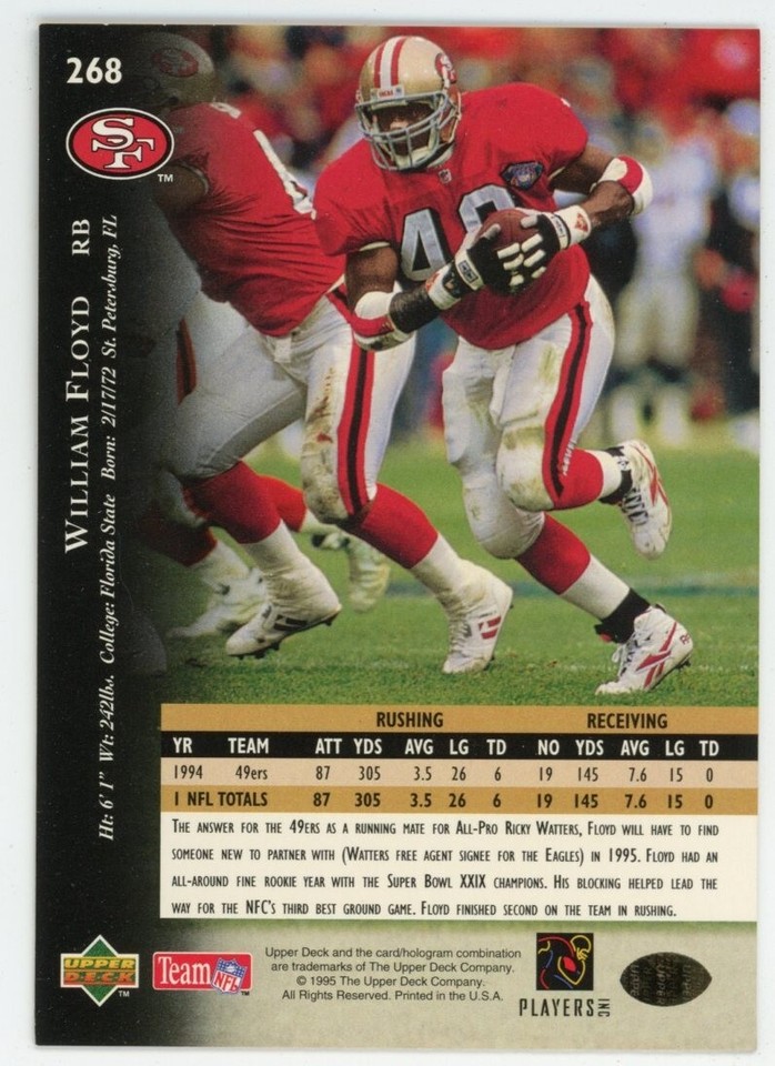 1995 Upper Deck Football Card #268 William Floyd | eBay