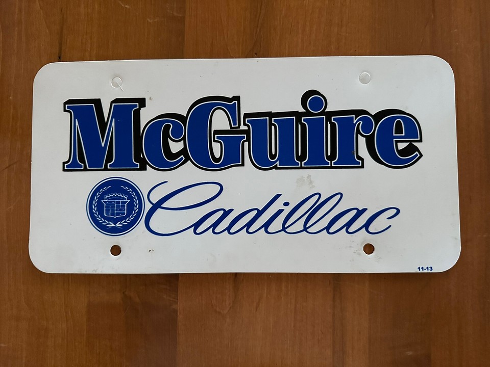 Vintage Auto Dealer Advertising Vanity License Plate McGuire Cadillac ...