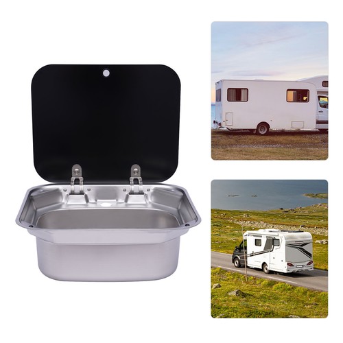 Stainless Steel RV Hand Wash Basin Kitchen Sink with Lid Caravan Camper ...