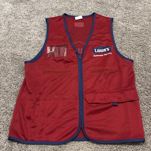 LOWE'S Employee Customer Service Mesh Vest Unisex Sz Small SM Red Zip ...