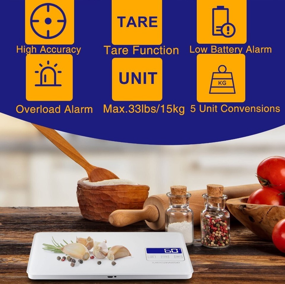 Kitchen Digital Food Scale with USB Rechargeable with 6 Units High ...